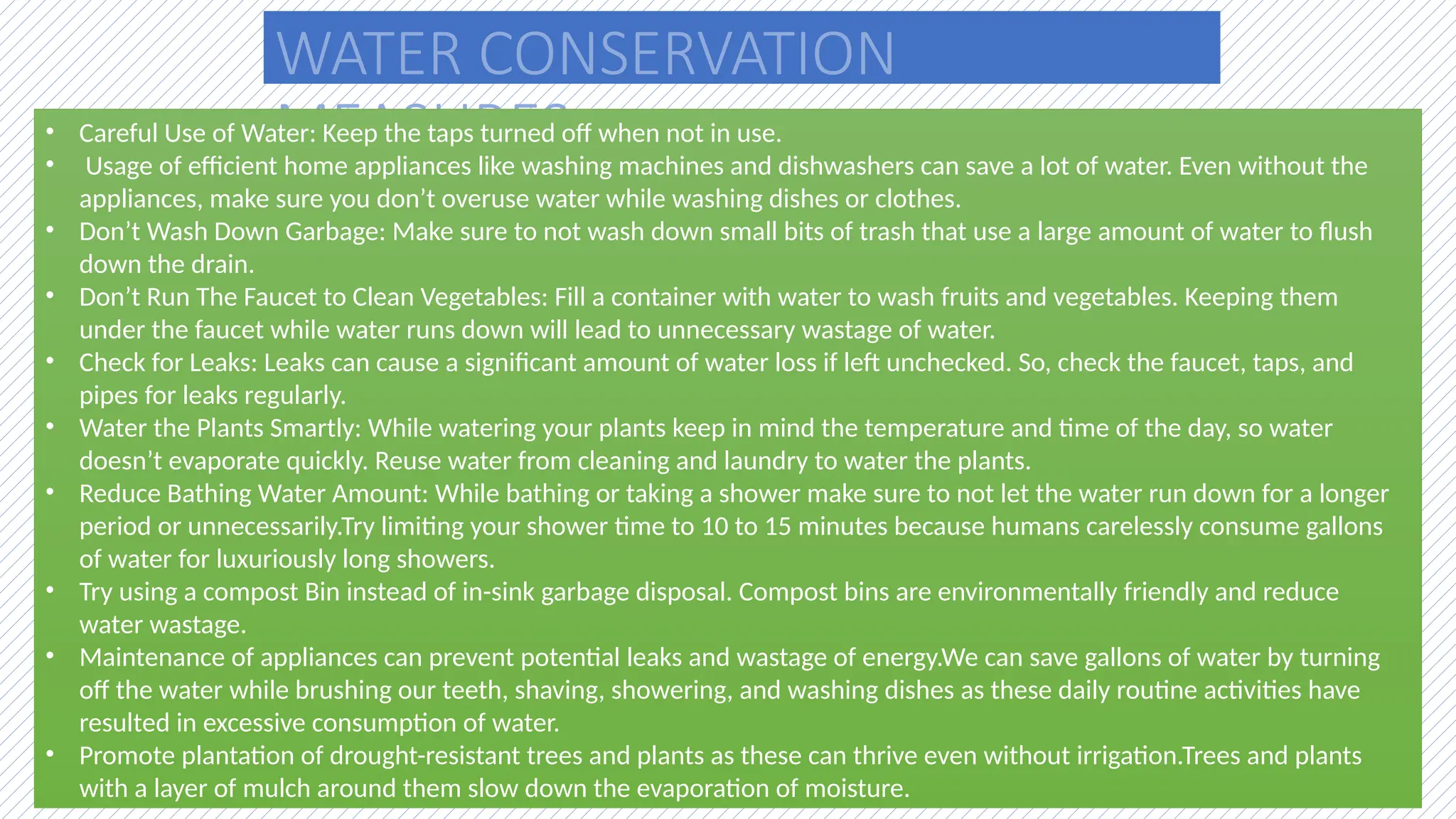 Steps for Water Conservation including government initiative | PPT