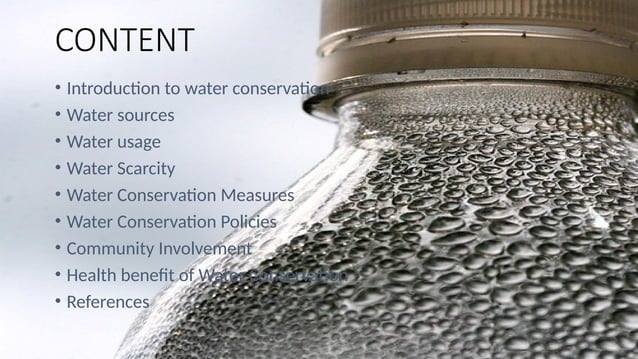 Steps for Water Conservation including government initiative | PPT