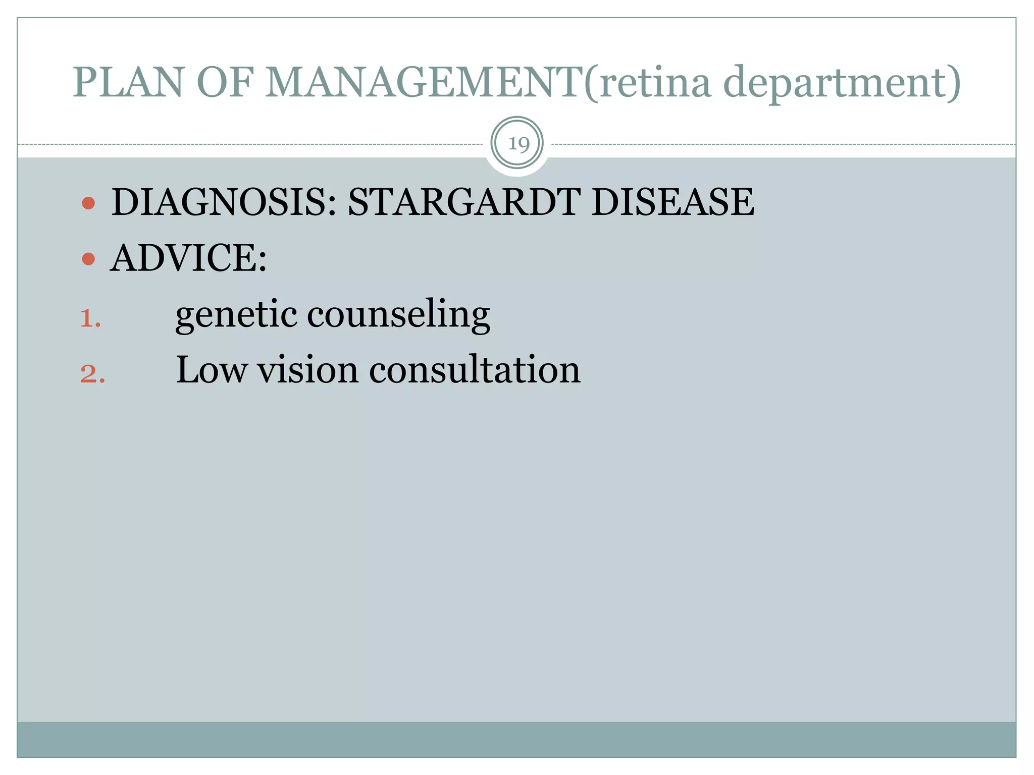 Stargardt disease and low vision management. | PPTX