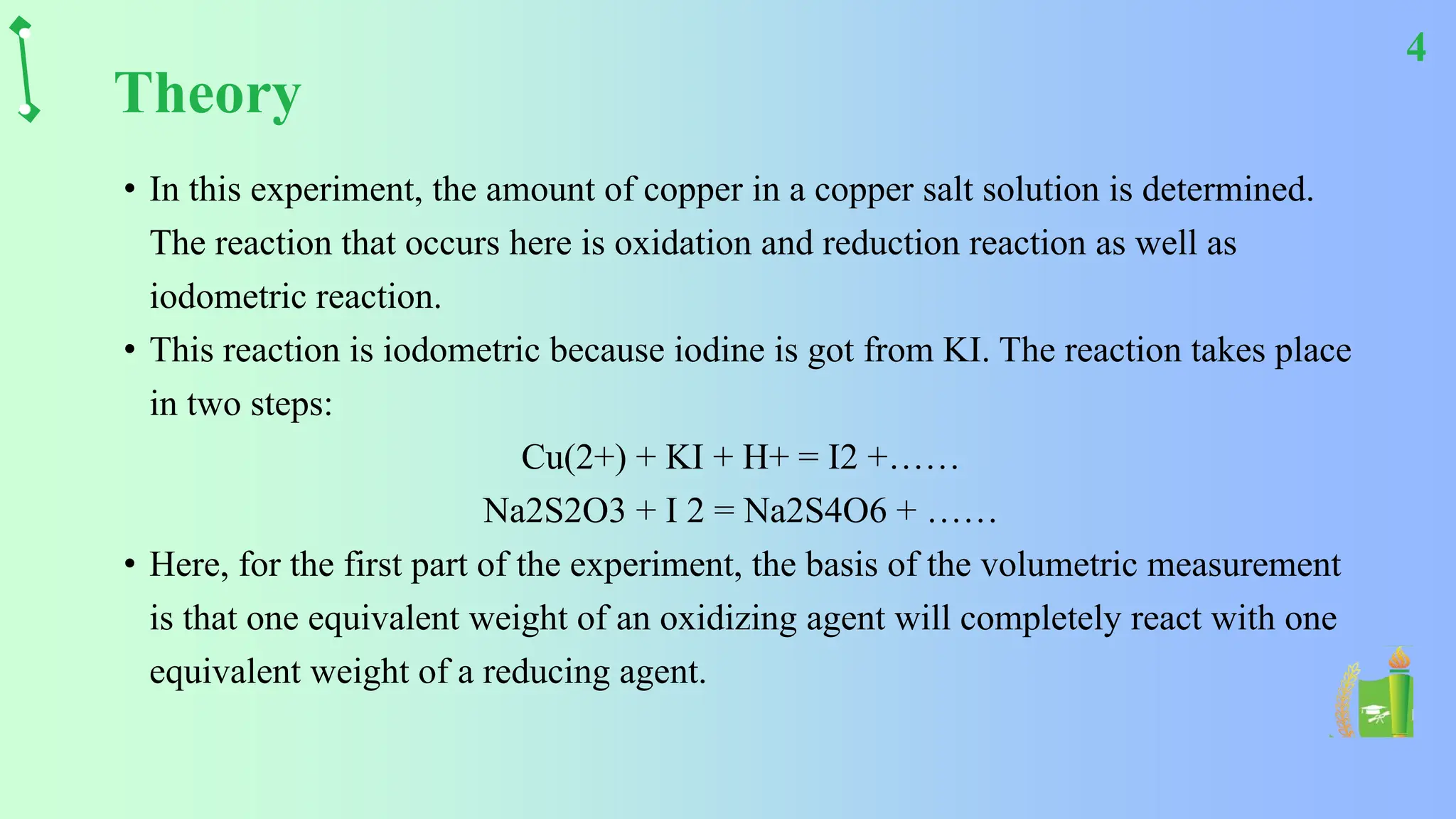 Estimation of Copper contained in a supplied solution by iodometric ...