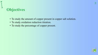 Estimation of Copper contained in a supplied solution by iodometric ...