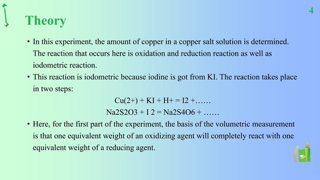 Estimation of Copper contained in a supplied solution by iodometric ...