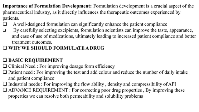 Formulation development of pharmaceutical drug | PPTX | Pharmaceutical ...