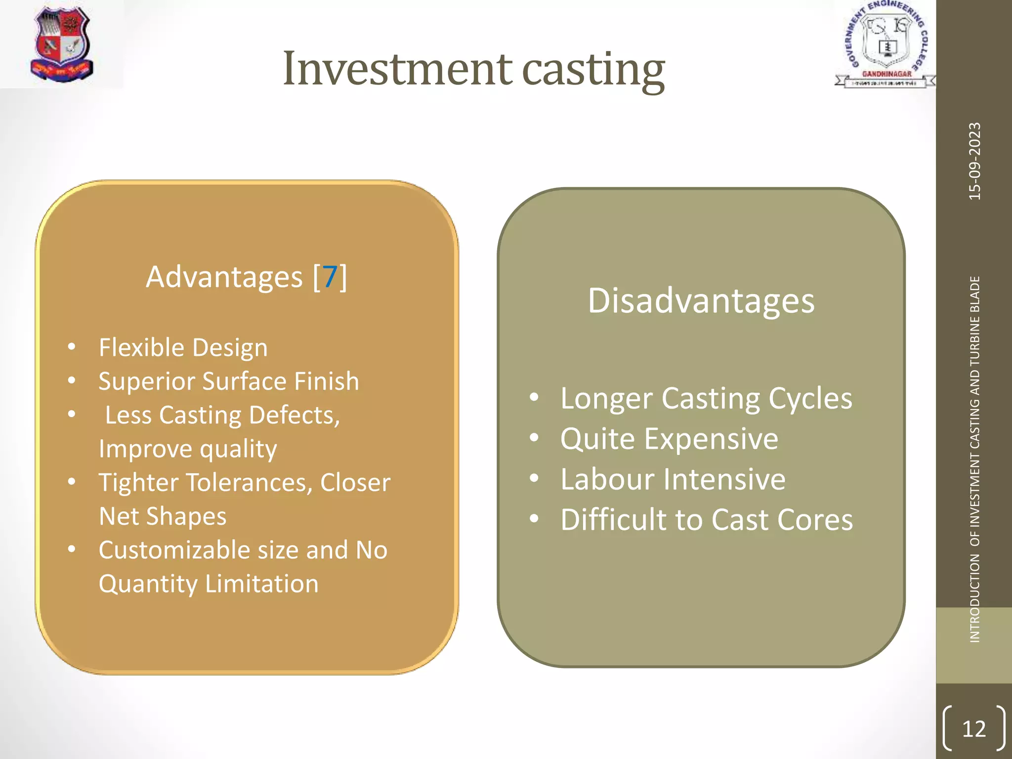 Introduction to Investment casting and Turbine Blade.pptx