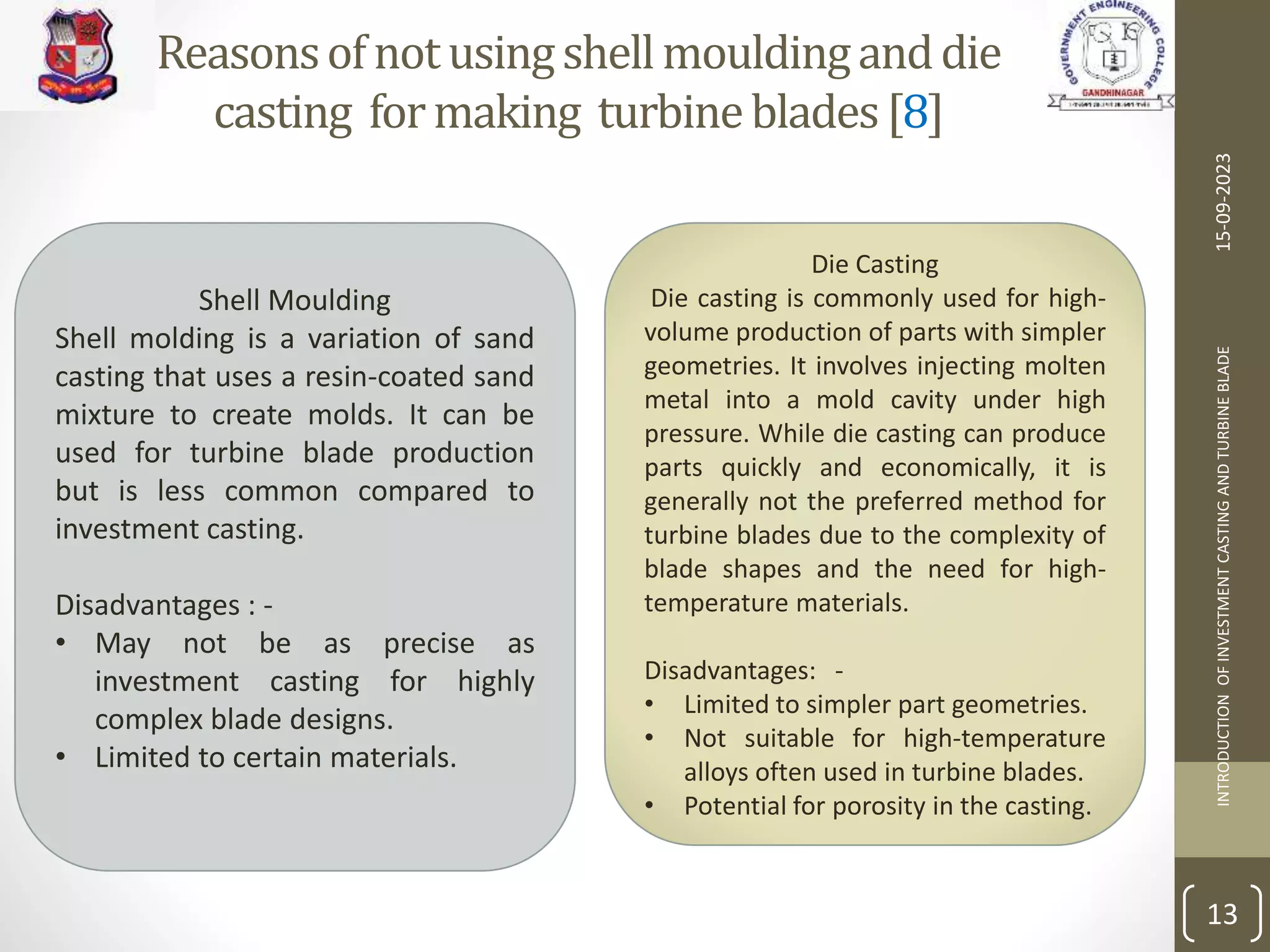Introduction to Investment casting and Turbine Blade.pptx