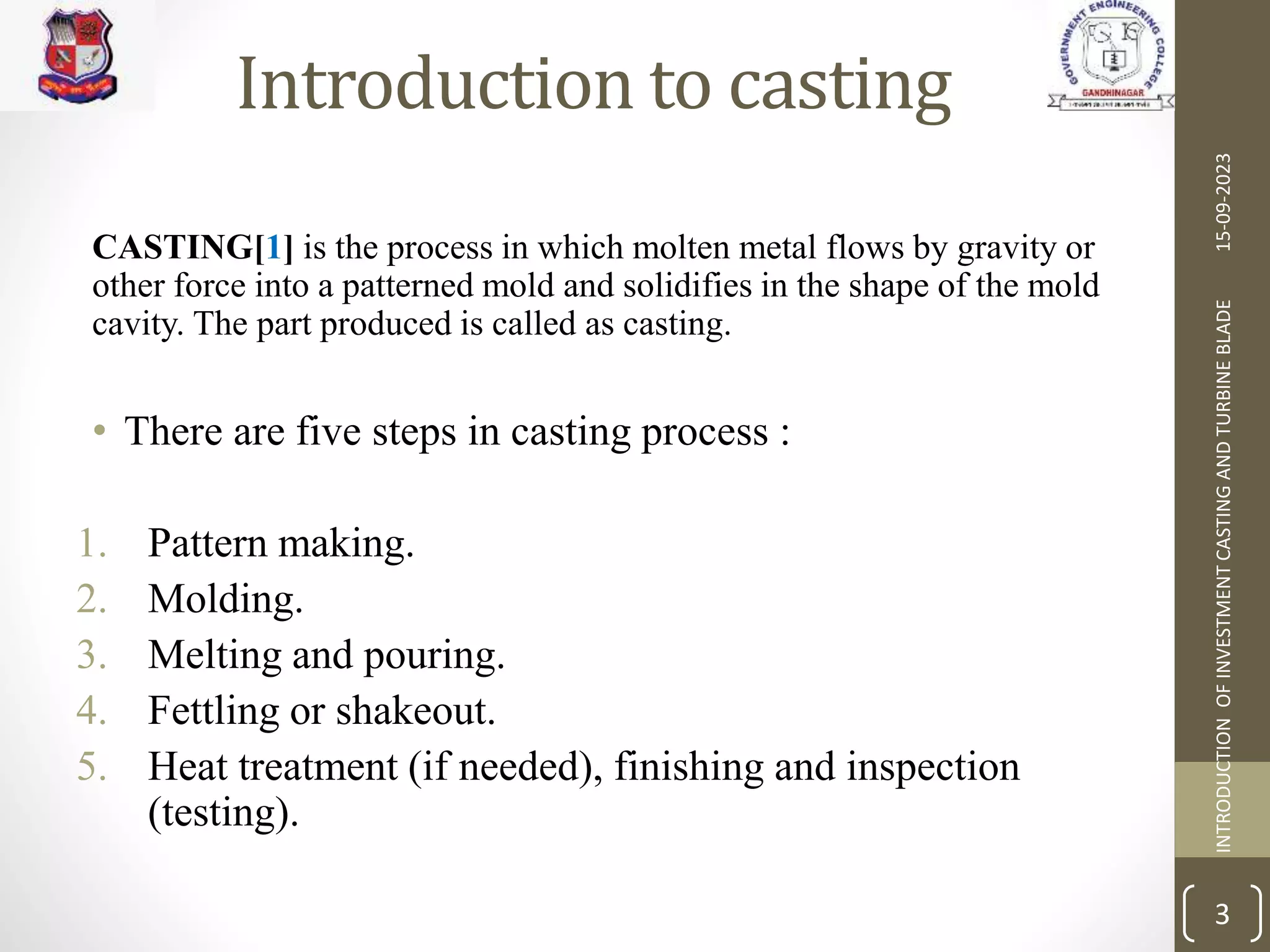 Introduction to Investment casting and Turbine Blade.pptx