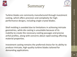 Introduction to Investment casting and Turbine Blade.pptx