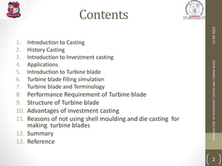 Introduction to Investment casting and Turbine Blade.pptx