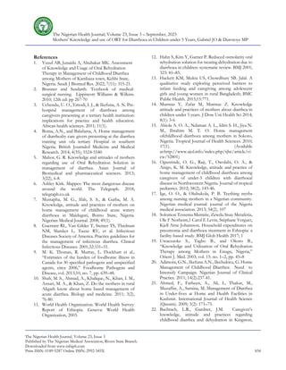 Assessment of Mothers' Knowledge and use of Oral Rehydration Therapy ...