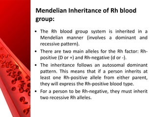 RH blood group system | PPTX | Blood Disorders | Diseases and Conditions