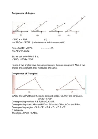 Congruence of Triangles | PDF | Physics | Science