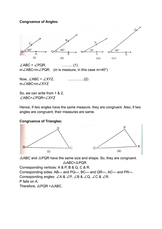 Congruence of Triangles | PDF | Physics | Science