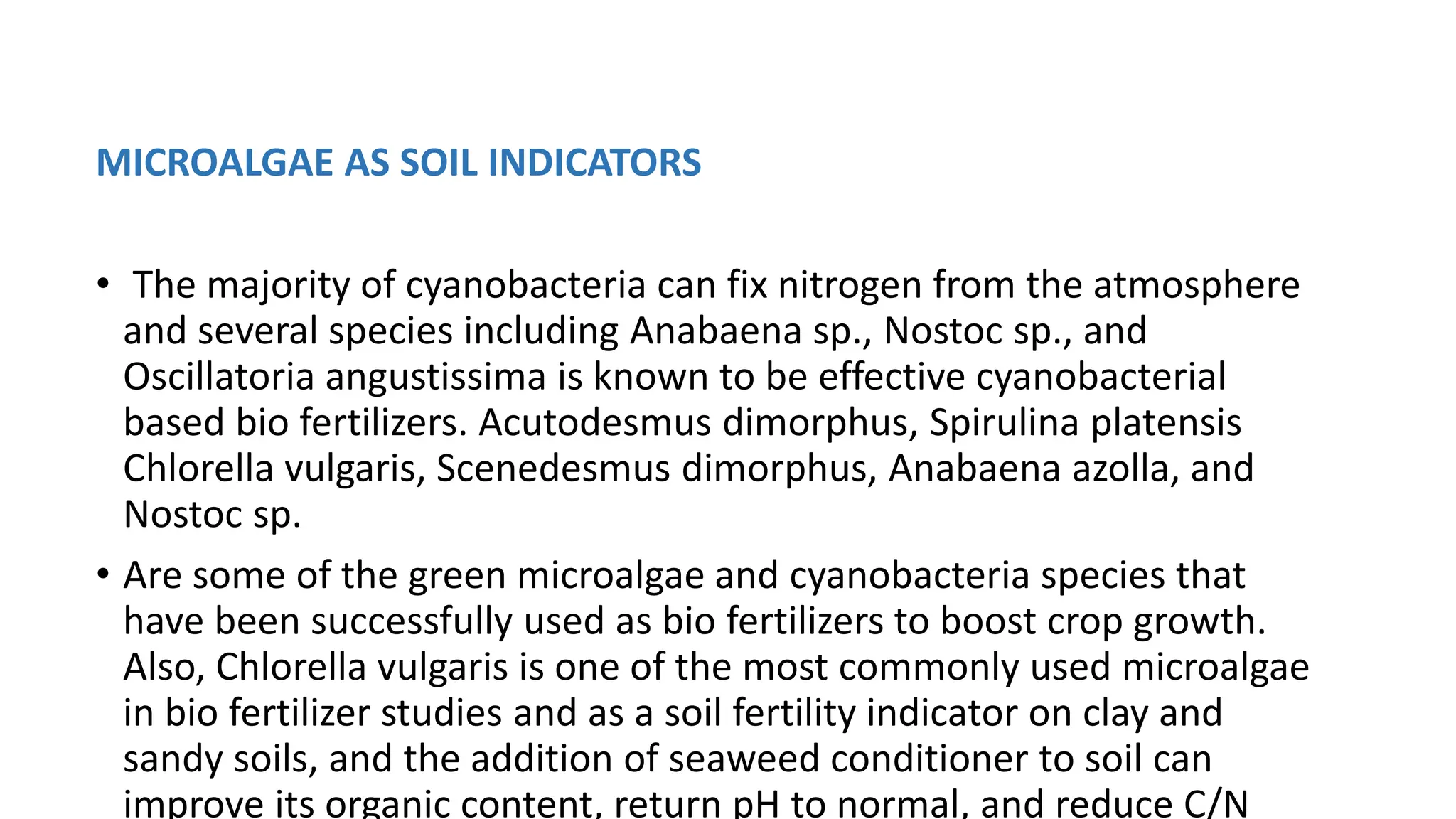 MICROALGAE AS BIOFERTILIZERS. pptx | PPTX