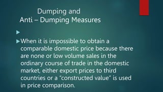 Measures on dumping and anti dumping presentation | PPT