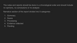 Case studies and report writing of crime scene visits | PPTX
