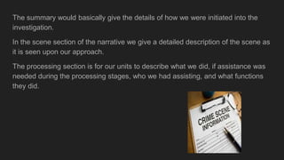 Case studies and report writing of crime scene visits | PPTX