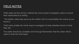 Case studies and report writing of crime scene visits | PPTX