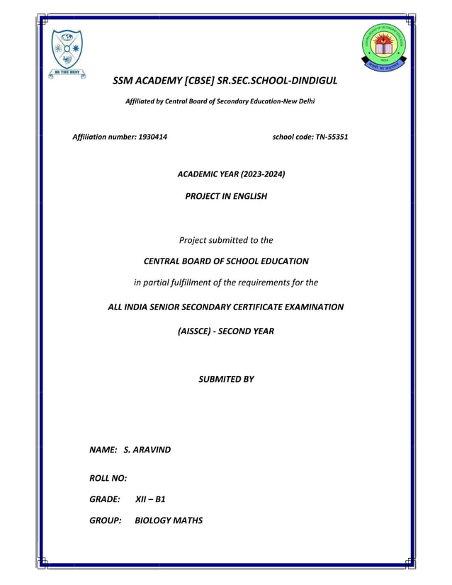 On the face of it English project for class 12 students | PDF