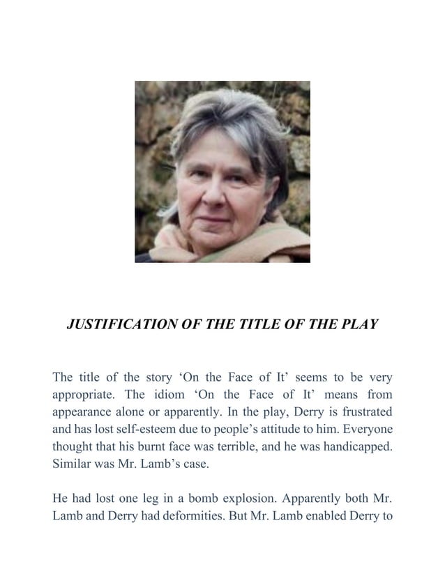 On the face of it English project for class 12 students | PDF