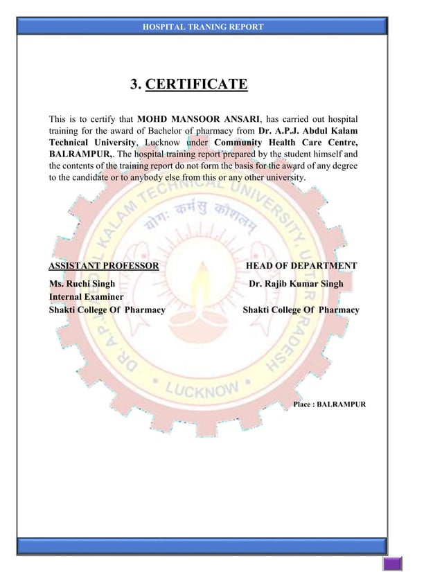 Mansoor Ansari (Hospital Training Report 5th sem ) AKTU..pdf ...