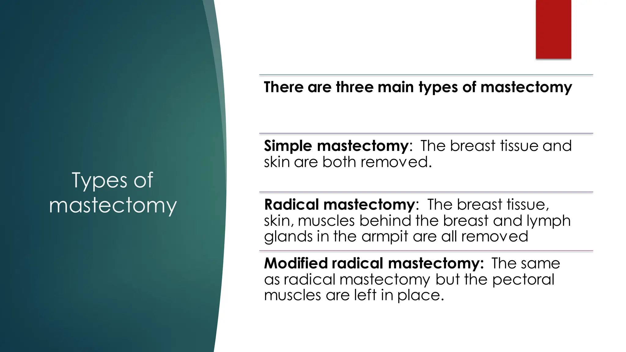 MASTECTOMY PROCEDURES NOTES PRESENTATION | PPT