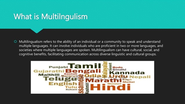 Multilingualism in Bharat, defines the linguistic diversity of Bharat | PPT