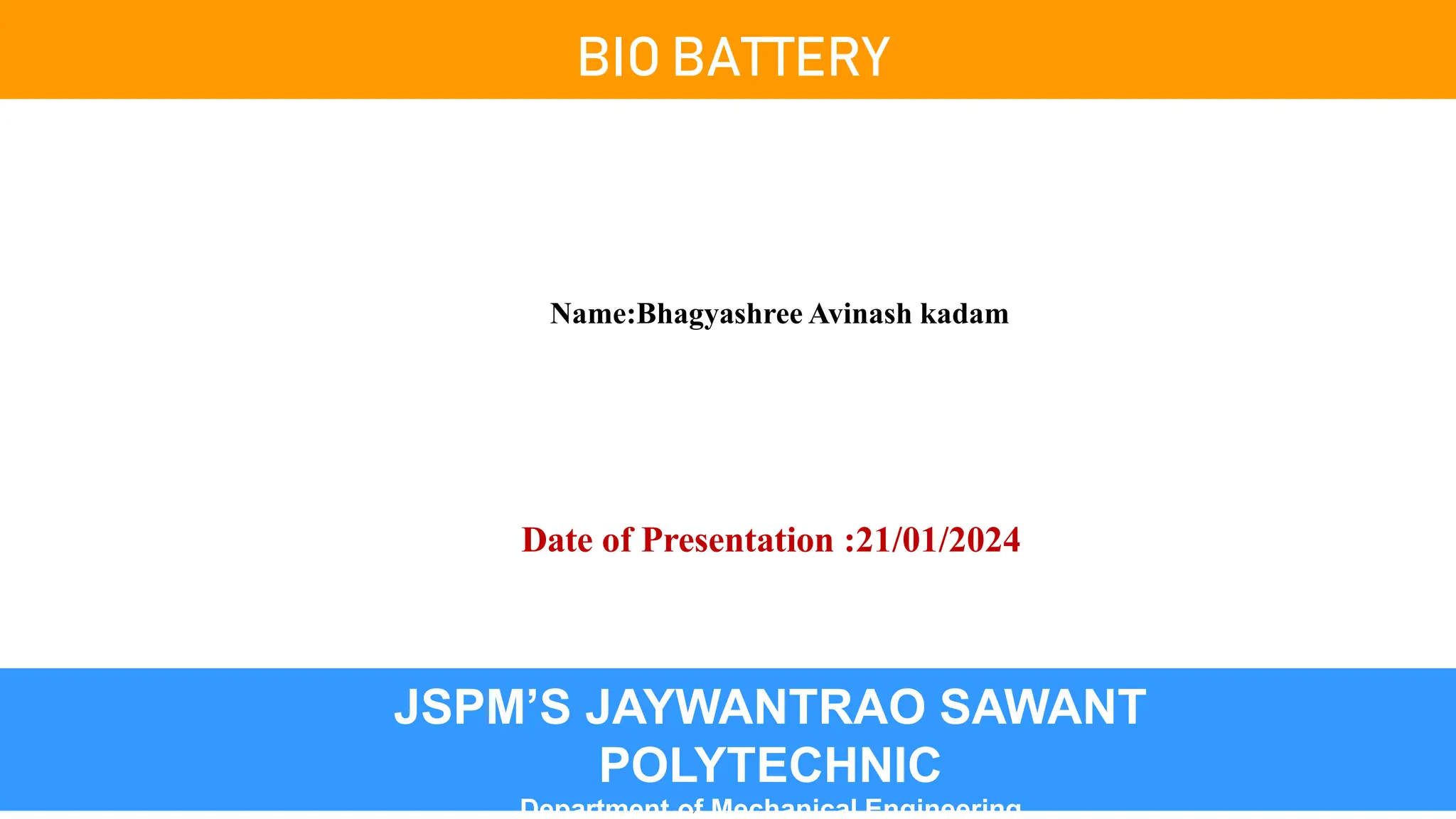 Bio battery power point presentation slide | PPT