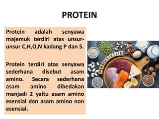 Jenis-jenis zat makanan atau nutrisi pada makanan terdiri atas ...