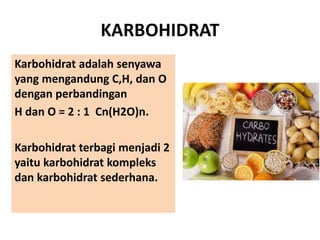 Jenis-jenis zat makanan atau nutrisi pada makanan terdiri atas ...