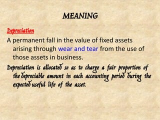 Depriciation class 11 accountancy presentation | PDF