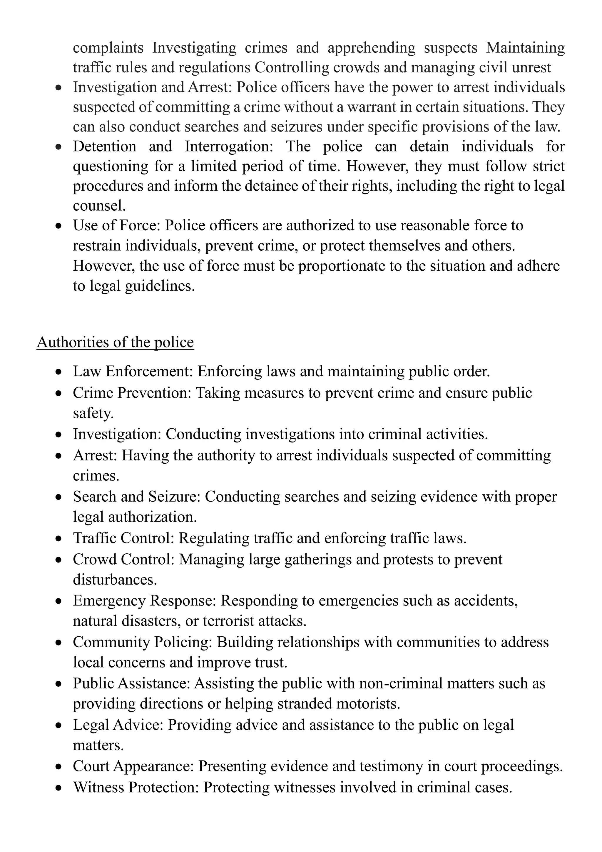 Powers and authorities of police. Docx.. | PDF