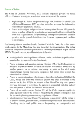 Powers and authorities of police. Docx.. | PDF