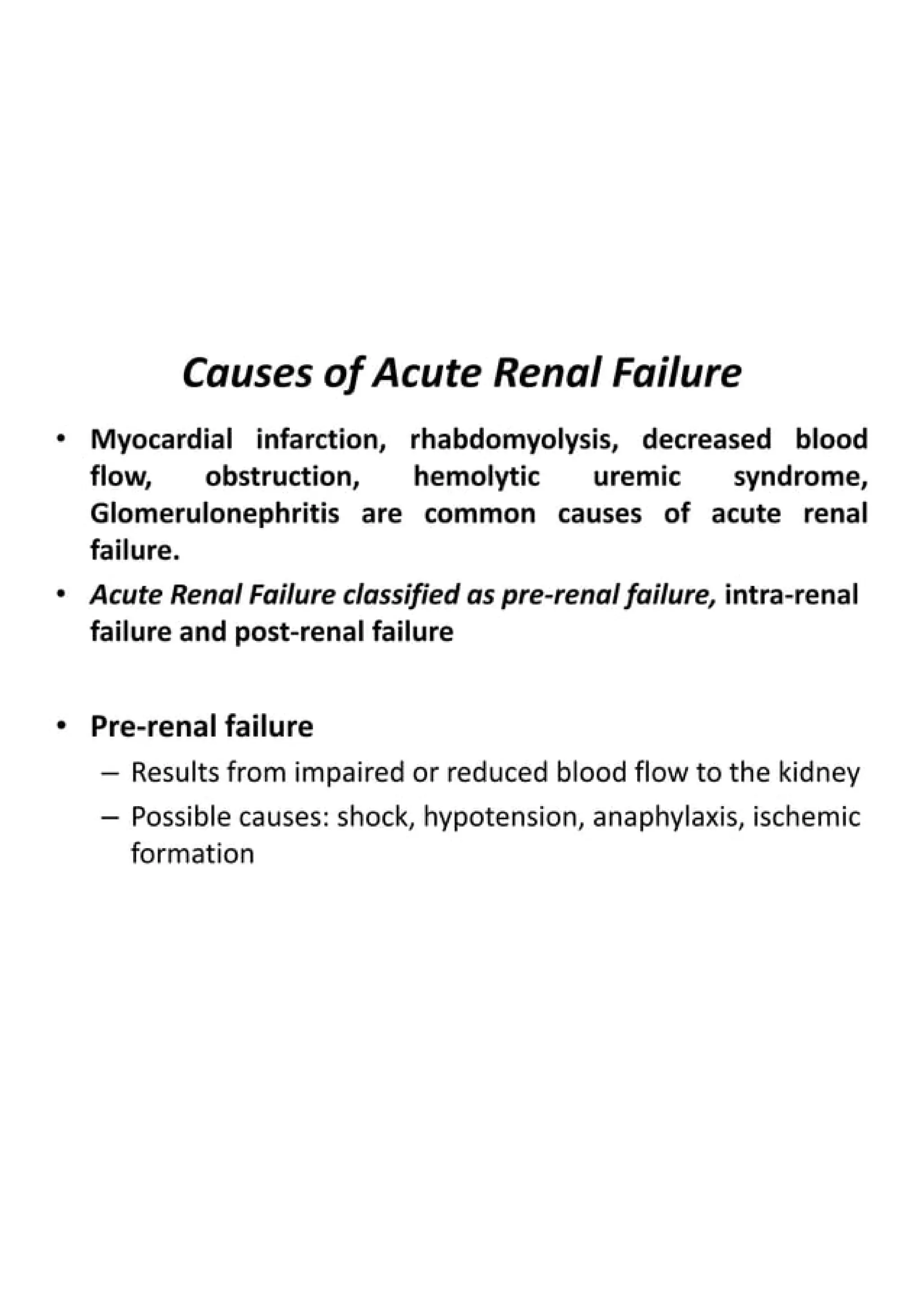 Pathophysiology of Renal Failure its causes, signs and symptoms | PDF