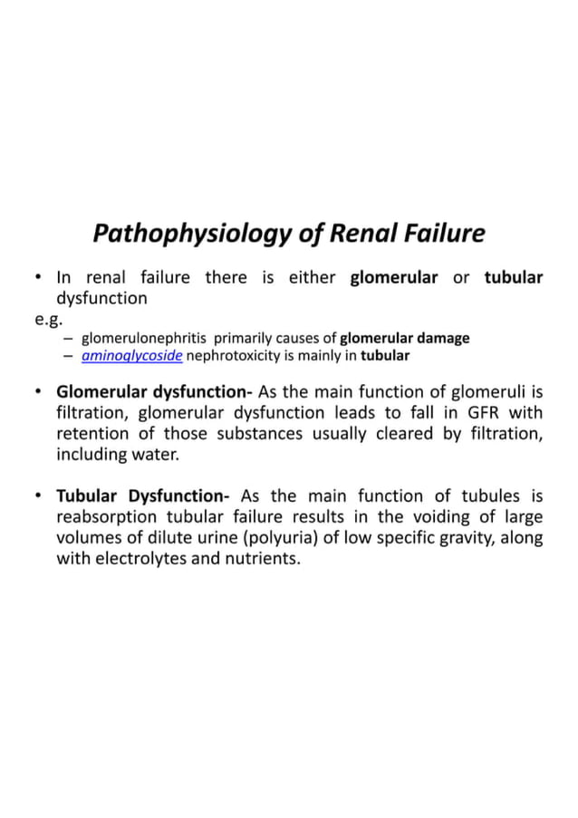 Pathophysiology of Renal Failure its causes, signs and symptoms | PDF