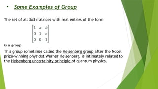 Group theory presentation by vasundhara kumari | PPTX | Physics | Science