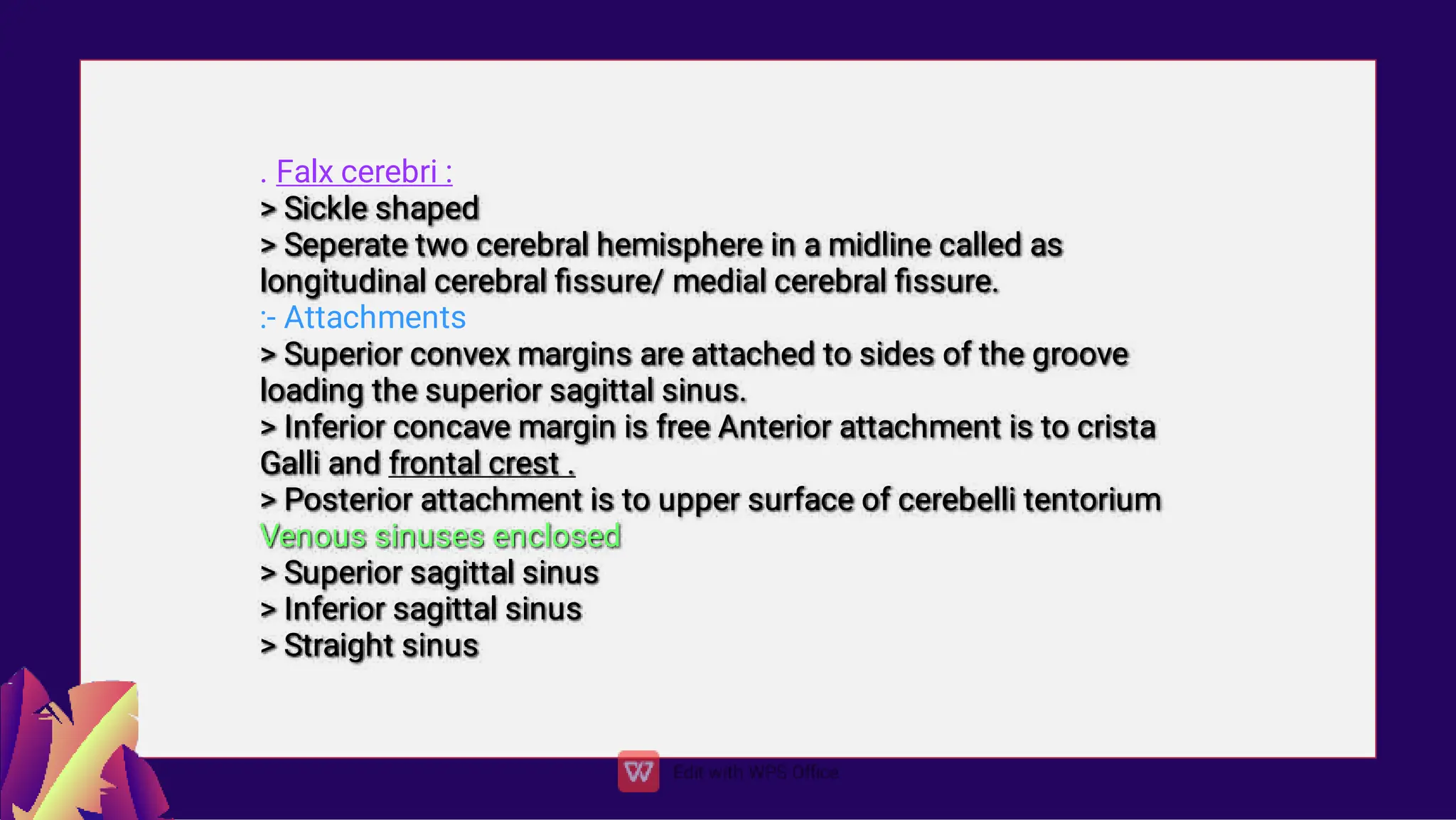 Meninges and parts of brain neuro Anatomy | PDF