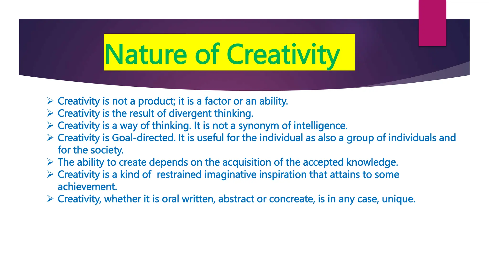 Creativity in learning and Teaching pptx | PPTX