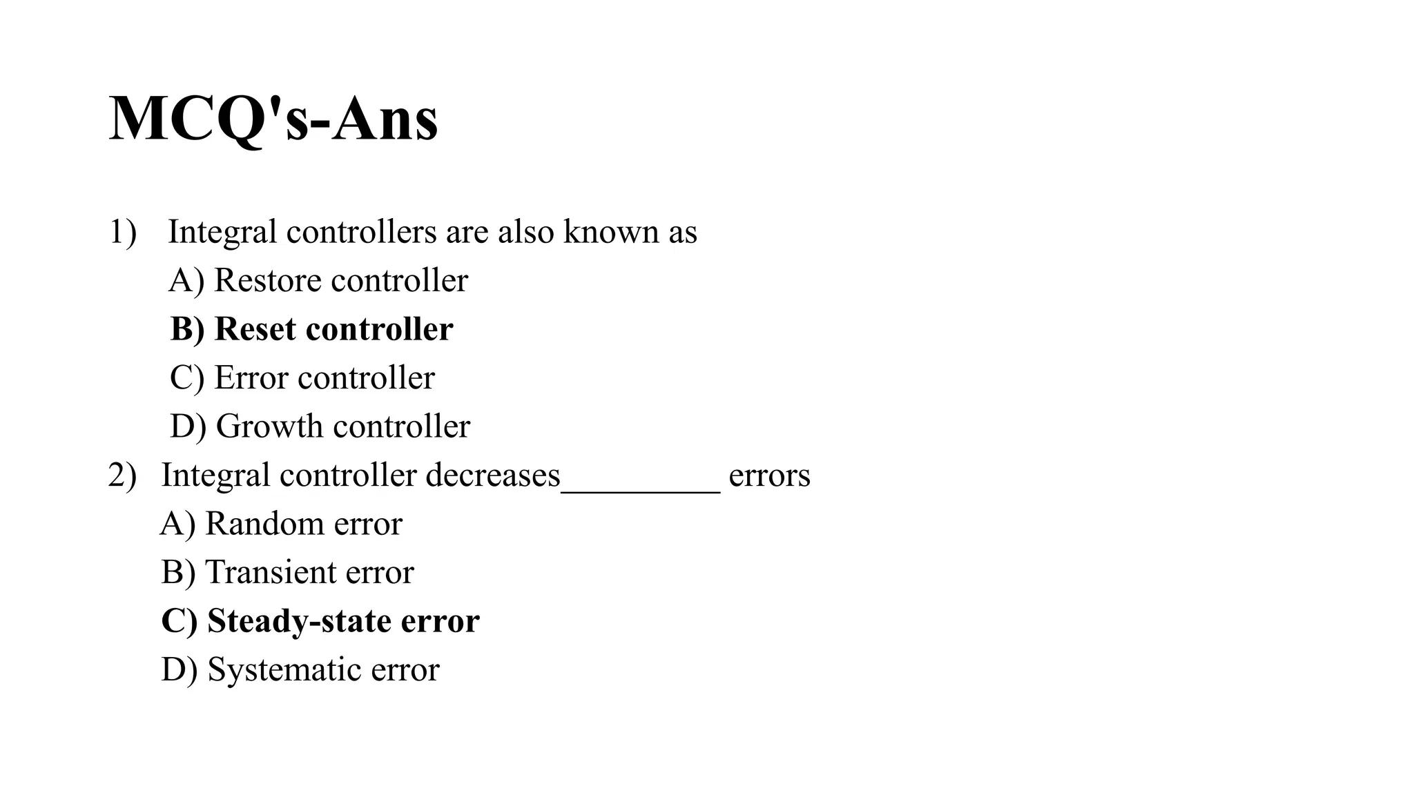 Integral controller, tuning of controller | PPTX