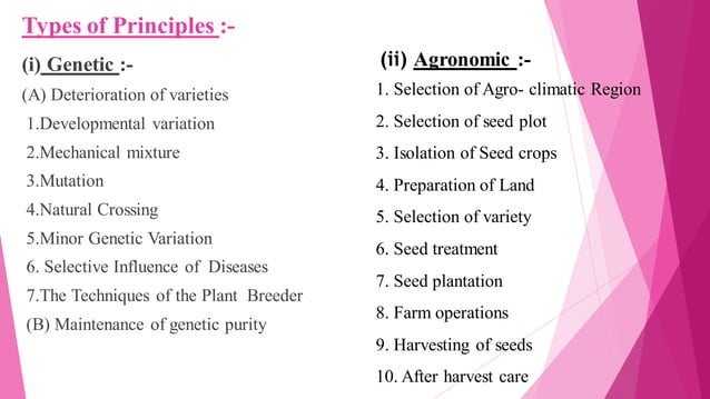Principles of seed production in self and cross pollinated crops. | PDF ...