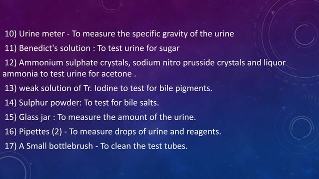Urine testing by Rutuja Mane bsc nursing | PPTX | Chemistry | Science