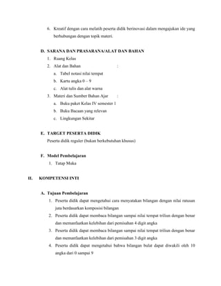 Rpp kelas 4 SD kurikulum rencana pembelejaran | PDF