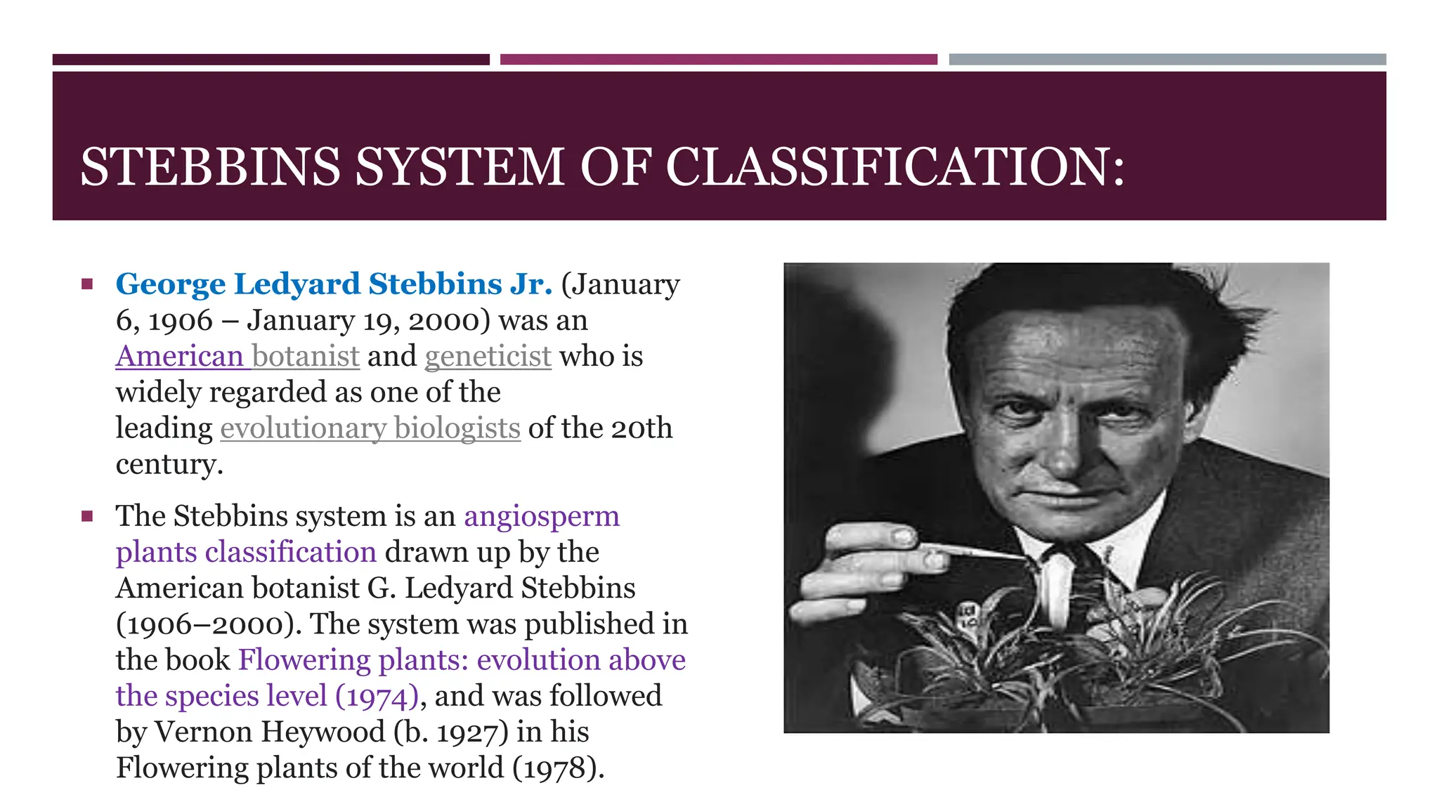 Dalghren, Thorne and Stebbins System of Classification of Angiosperms ...