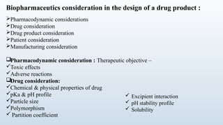 Biopharmaceutical Considerations in Drug Product Design and In Vitro ...