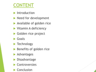 Golden Rice of genetic modification crop | PDF
