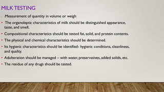 Milk quality control test, MBRT test , Resazerin test, and litmus test ...