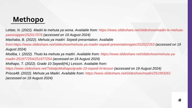 Sepedi Madiri le mehuta ya madiri yeo e lego gona go leleme la Sepedi | PDF