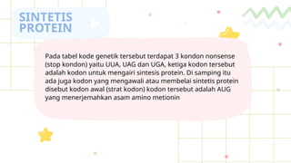 MATERI GENETIK BIOLOGI DAN SINTESIS PROTEINKELAS XII SMA | PPTX