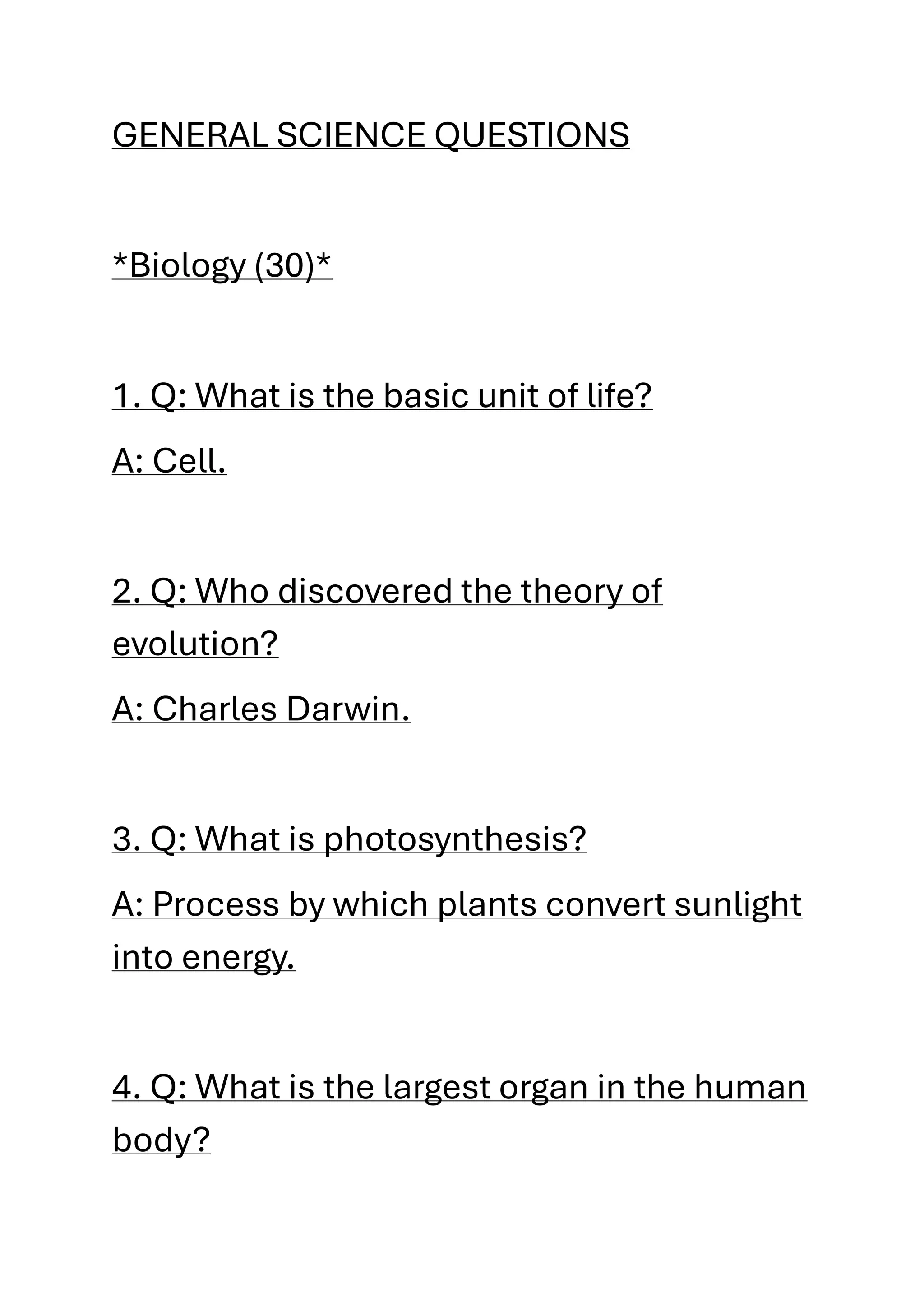 General science questions for High school students | PDF