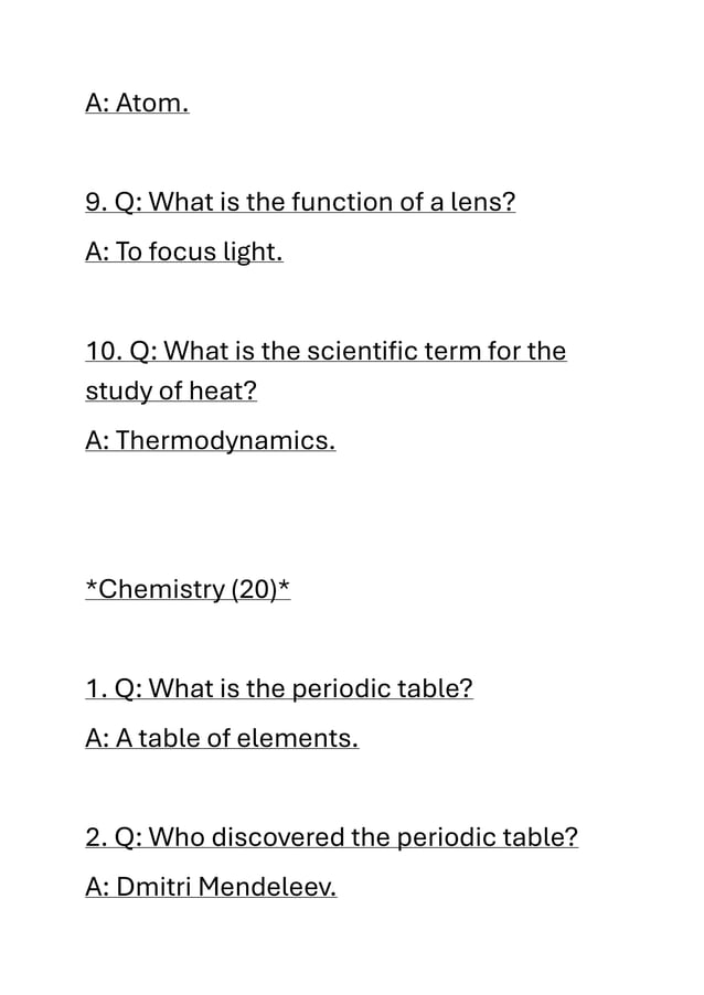 General science questions for High school students | PDF