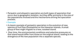 About modes of Speciation and examples and factors influencing it | PPT